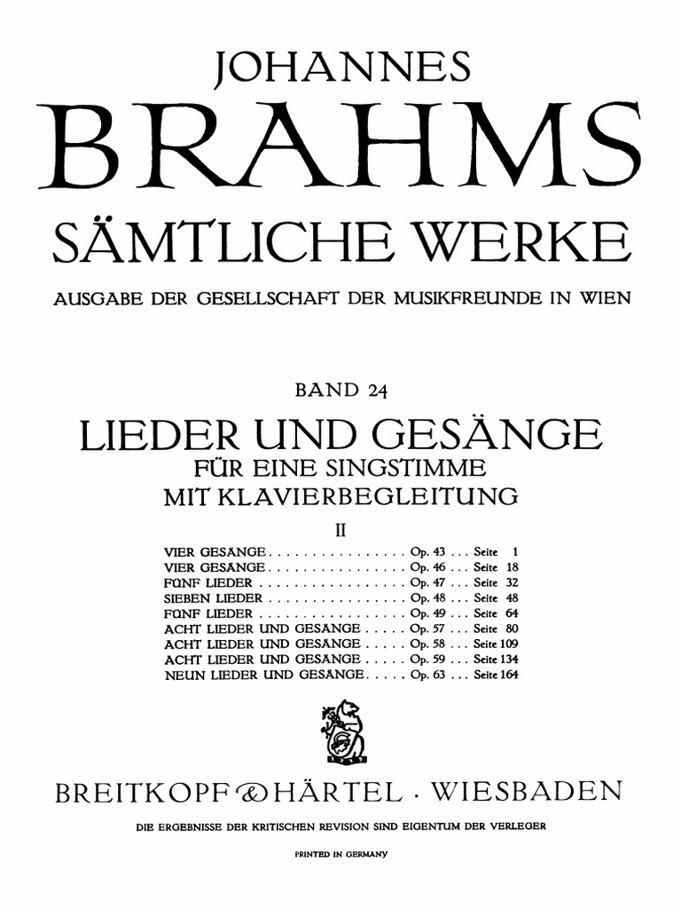 Brahms Samtliche Werke (Mainacht) PDF | PDF