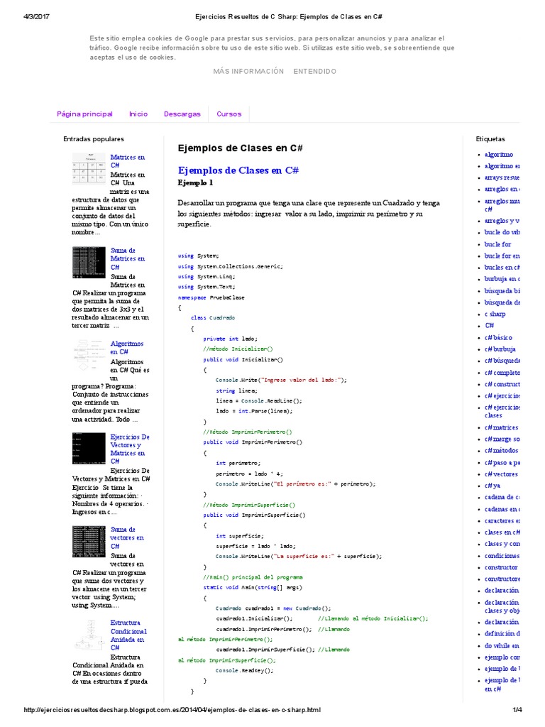 Ejercicios Resueltos De C Sharp Ejemplos De Clases En C C Sharp Lenguaje De Programación