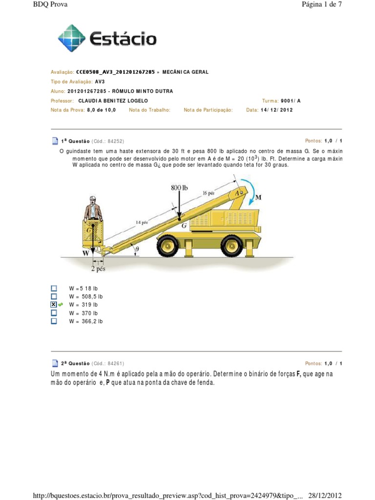 Mecanica Geral AV3 | Download grátis PDF | Sistema internacional de ...