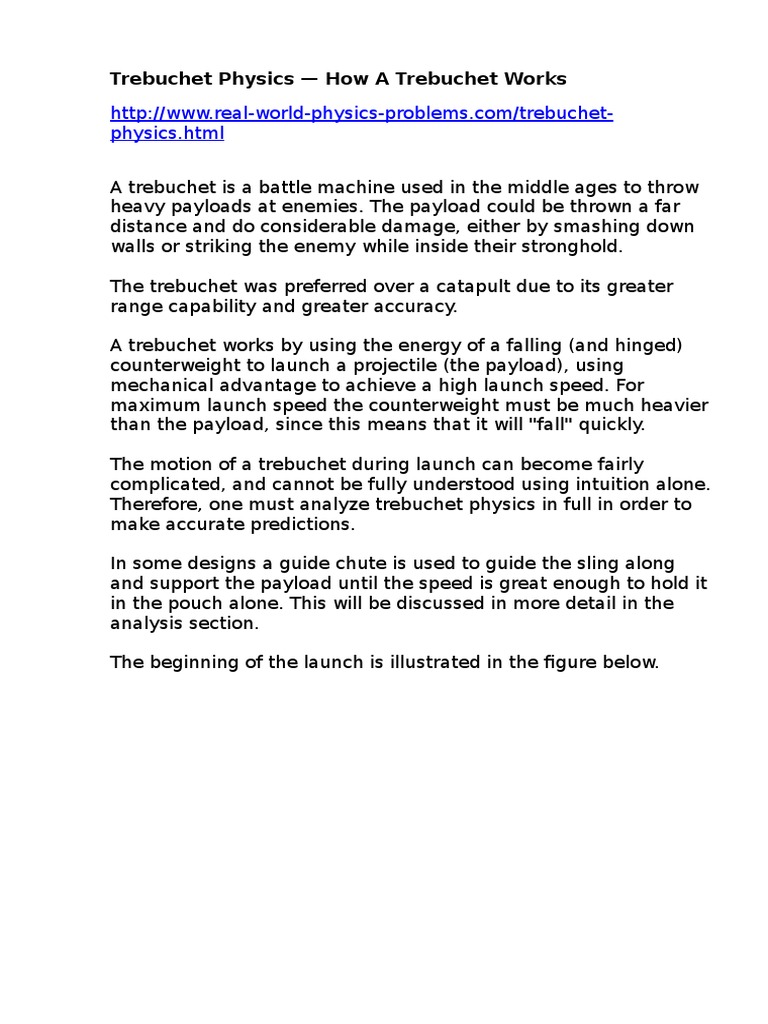 Trebuchet Physics | PDF | Beam (Structure) | Angle