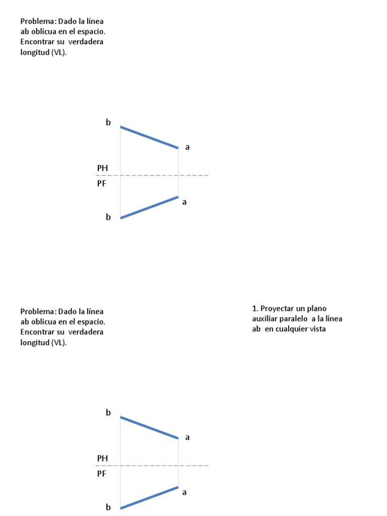 Longitud verdadera de línea oblicua | PDF | Perpendicular | Geometría
