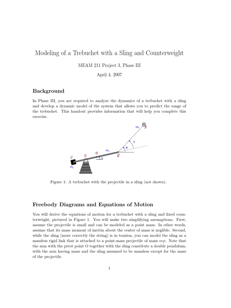 Equations of Motion For The Trebuchet!!!!!!! | PDF | Equations Of ...