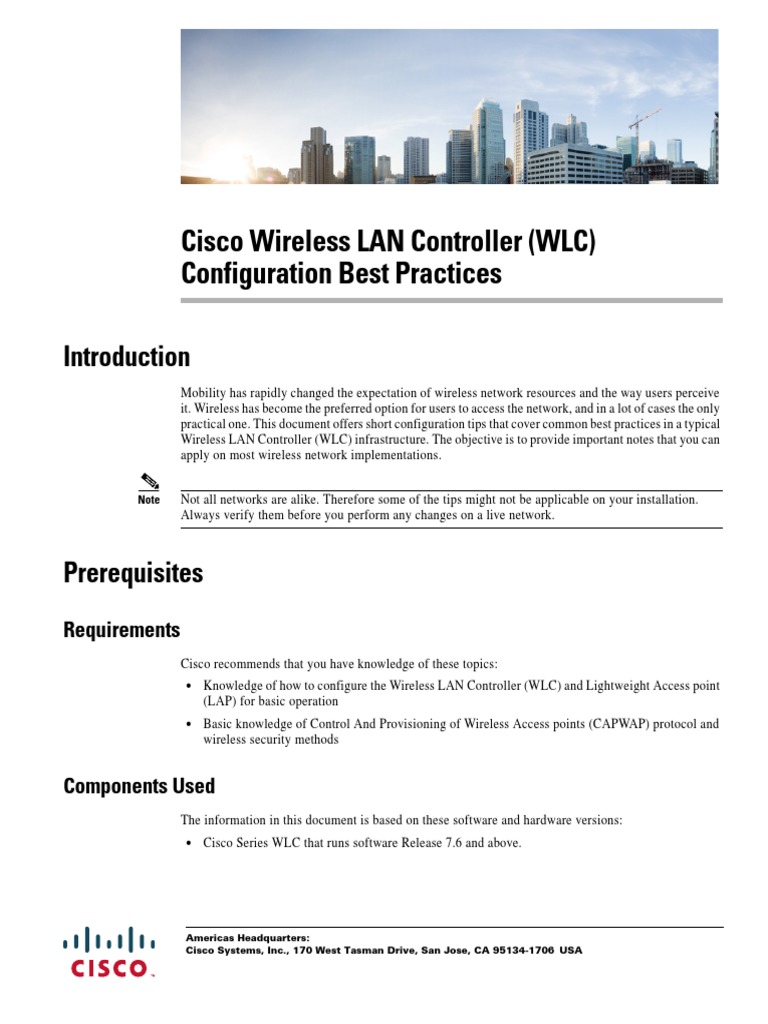 WLC Config Best Practice | PDF | Wireless Lan | Ip Address