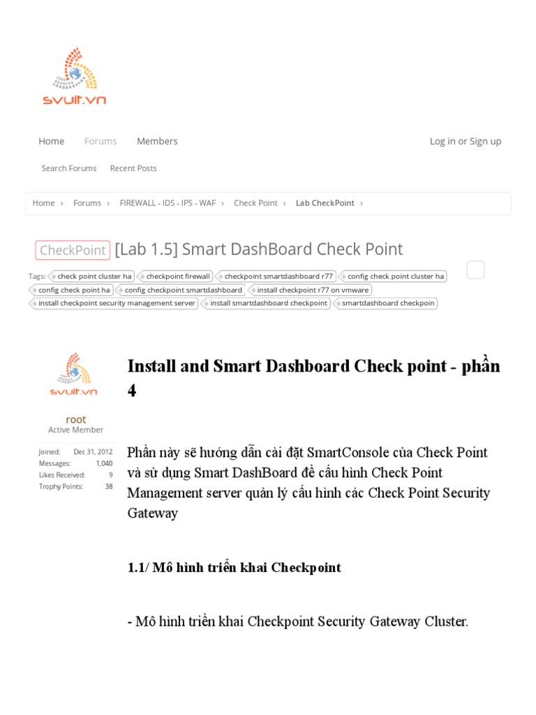(Lab 1.5) Smart DashBoard Check Point | PDF