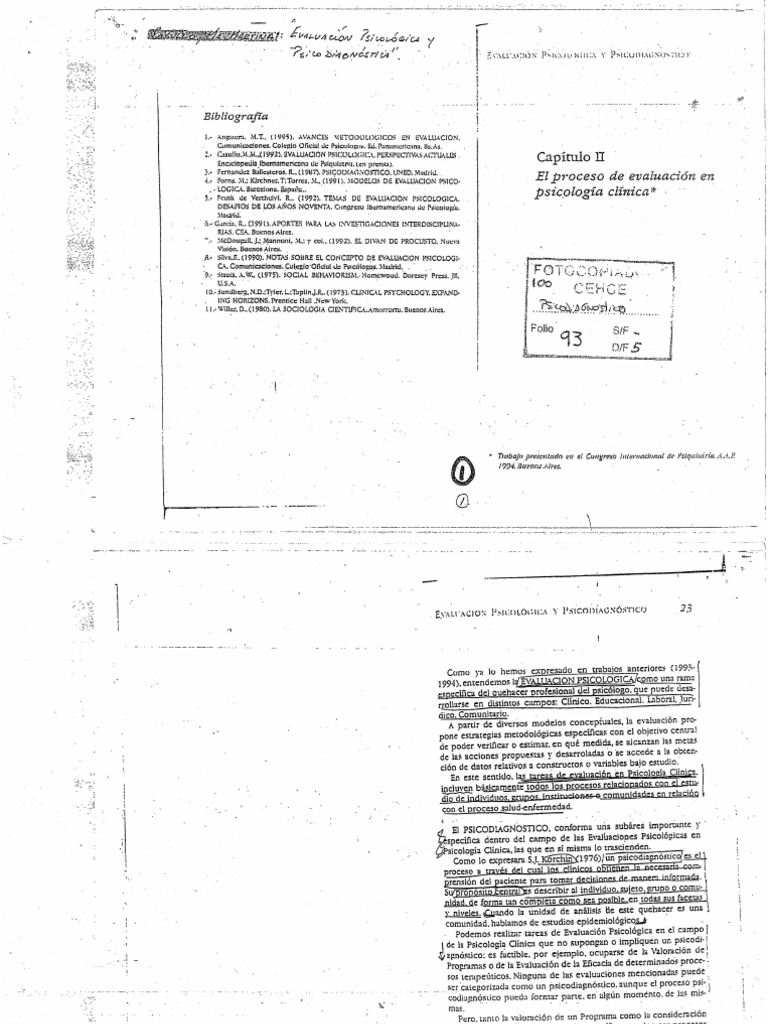 Casullo Ev Psico y Psicodiag Cap 2 y 3 | PDF