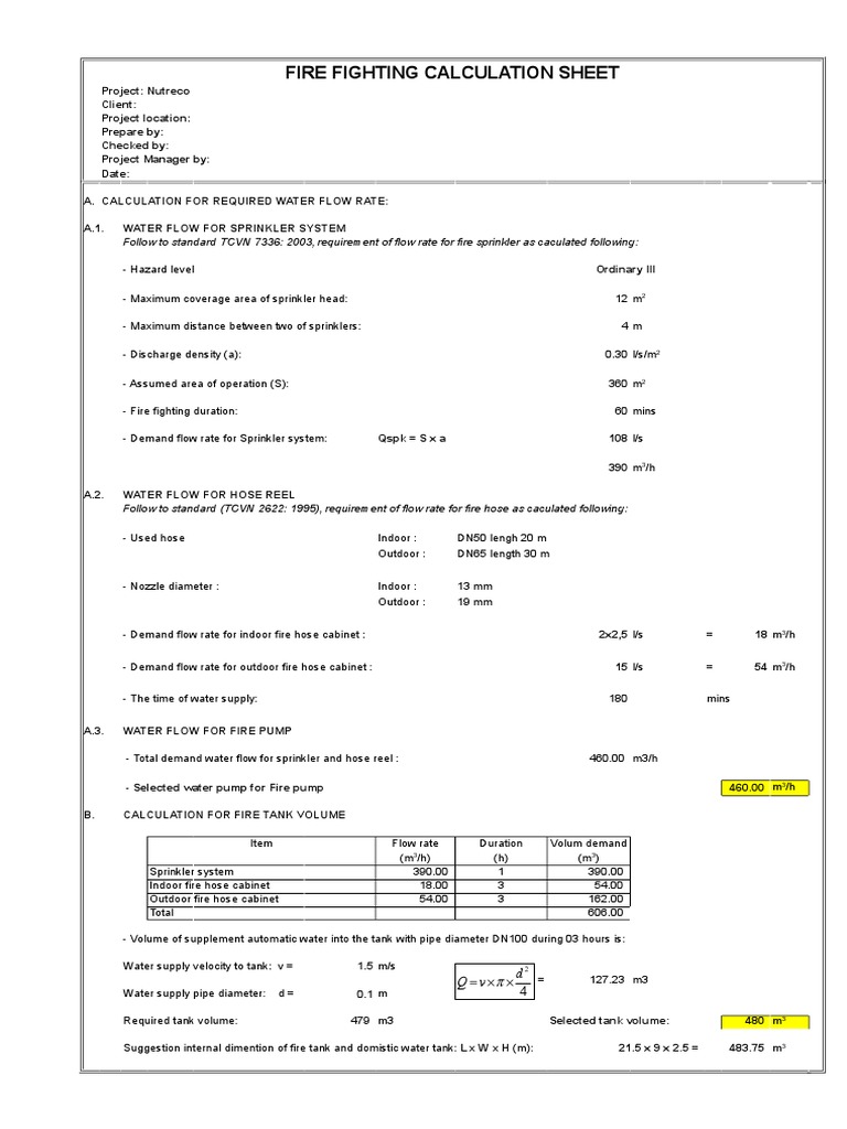 Fire Fighting Calculation En-20150403 - Nutreco | PDF | Fire Sprinkler ...