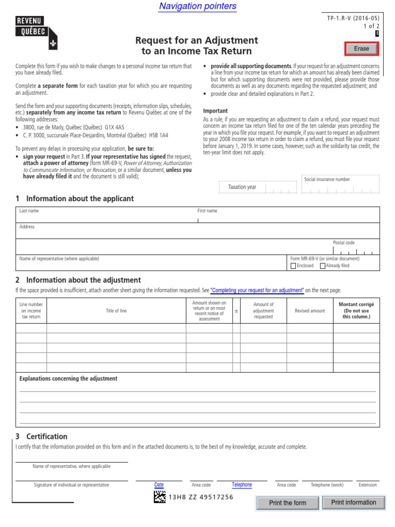 TP 1.r V (2016 05) Dxi | PDF | Tax Return (United States) | Income Tax ...
