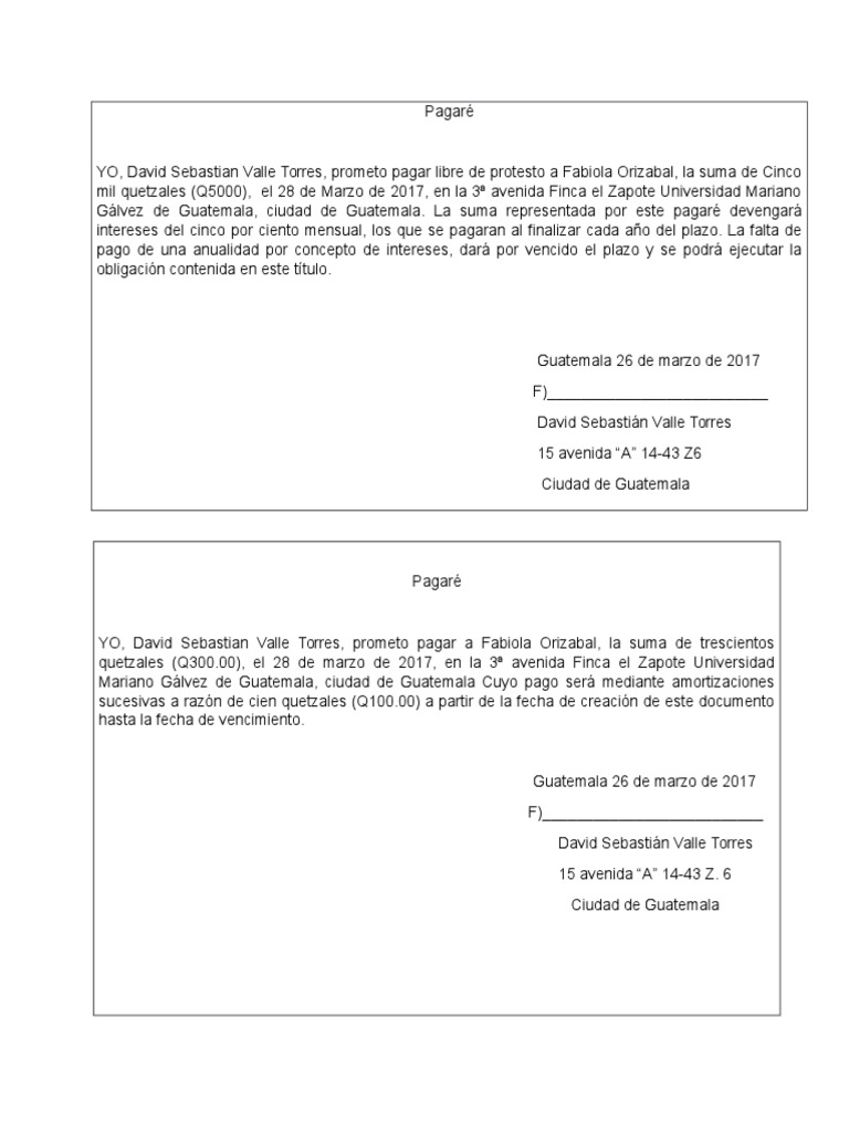 Ejemplo s de Pagare | Guatemala | Gobierno