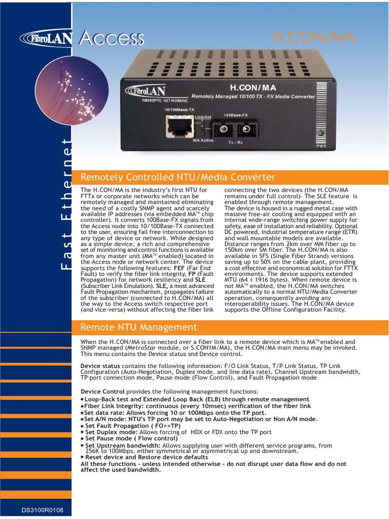 Fibrolan Ds3100r0108 H.conma | Download Free PDF | Fiber To The X ...