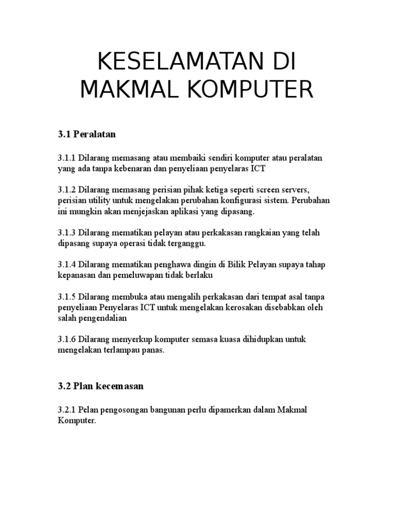 Keselamatan Di Makmal Komputer | PDF