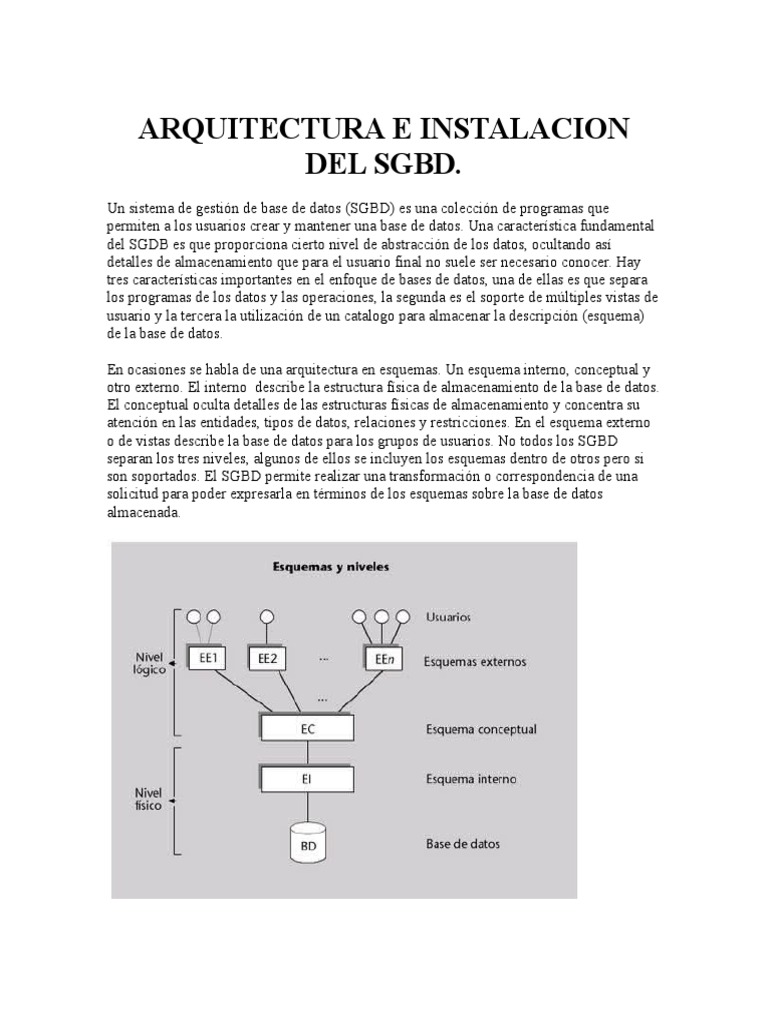 Arquitectura e Instalacion Del SGBD | PDF | Memoria del ordenador | Bases de datos