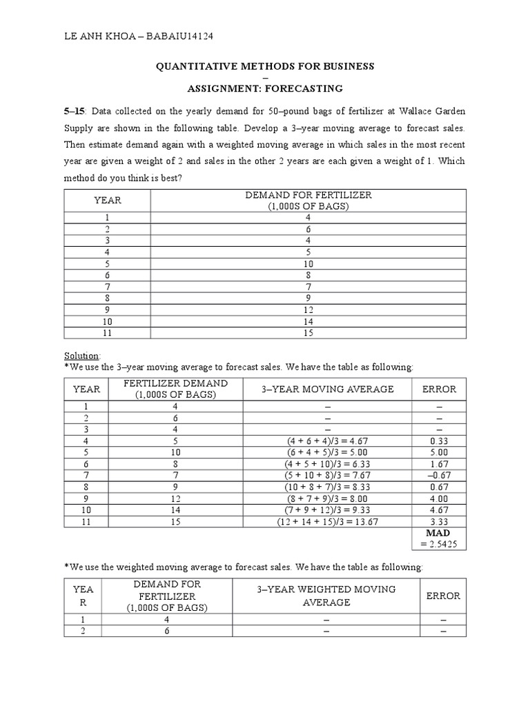 Assignment Forecasting Pdf Errors And Residuals Forecasting