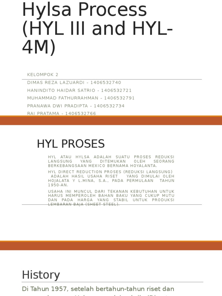 PPBB01 Kelompok 2 HYLSA Process | PDF | Iron | Redox