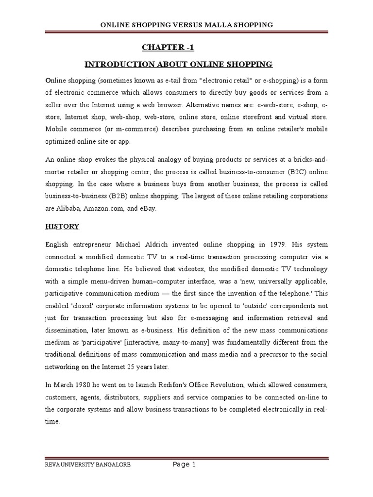 1 Introduction About Online Shopping | PDF | Online Shopping | Retail