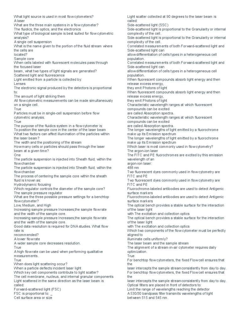 What Light Source Is Used in Most Flow Cytometers | PDF | Flow ...