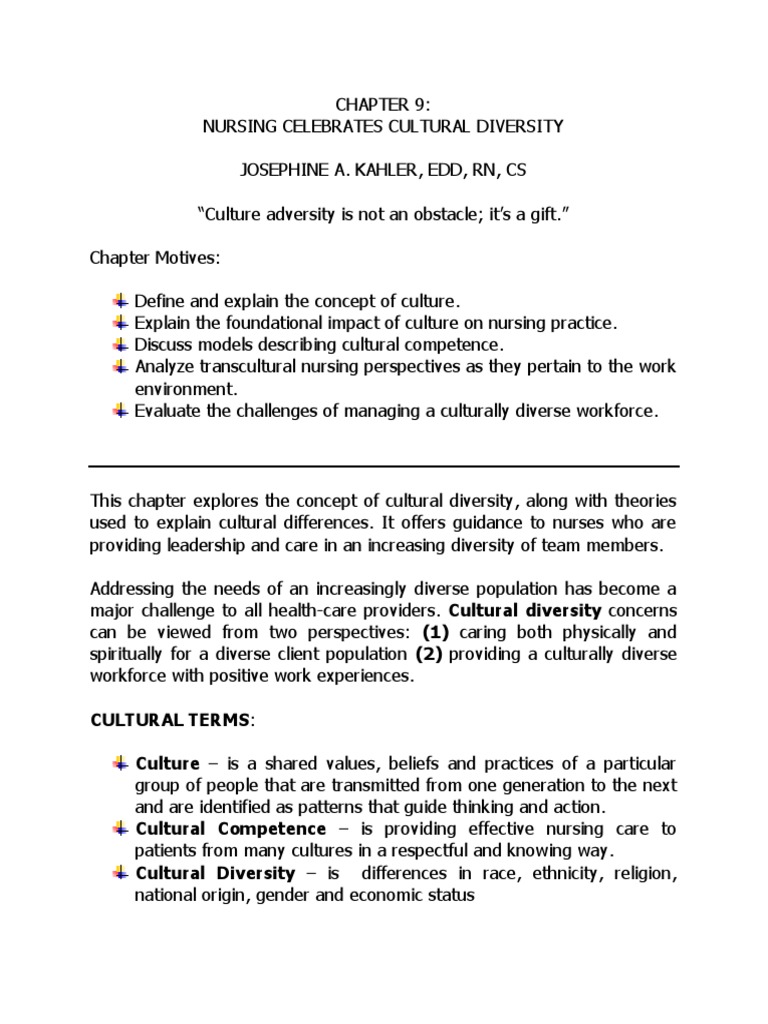 Chapter 9 Nursing Celebrates Cultural Diversity | PDF | Nursing ...