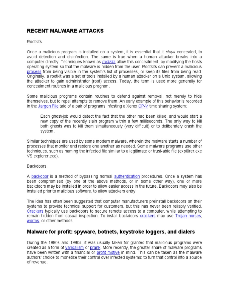 Recent Malware Attacks: Process | PDF | Relational Database | Malware