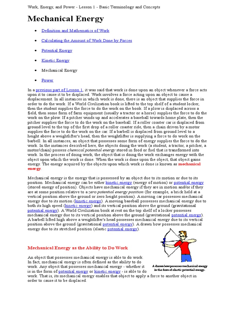 Mechanical Energy | PDF | Potential Energy | Kinetic Energy