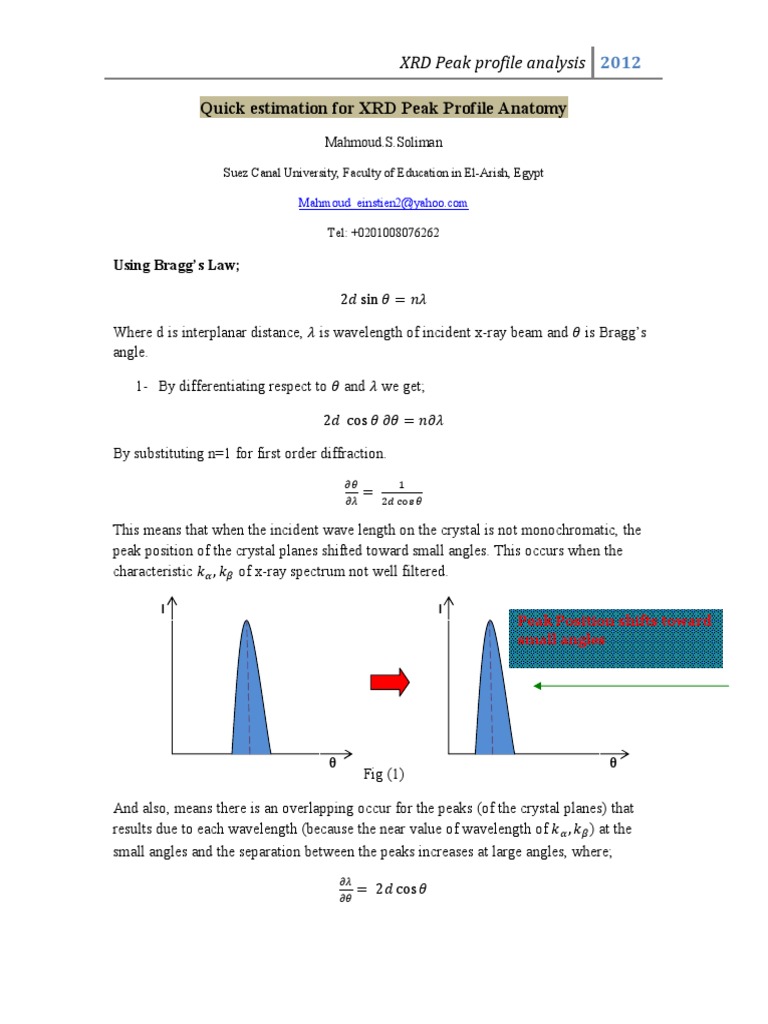 XRD Peak Profile Analysis PDF | PDF | X Ray Crystallography | Condensed Matter Physics