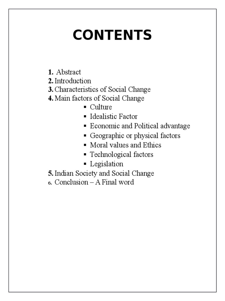 Characteristics of Social Change 4. Main Factors of Social Change | PDF