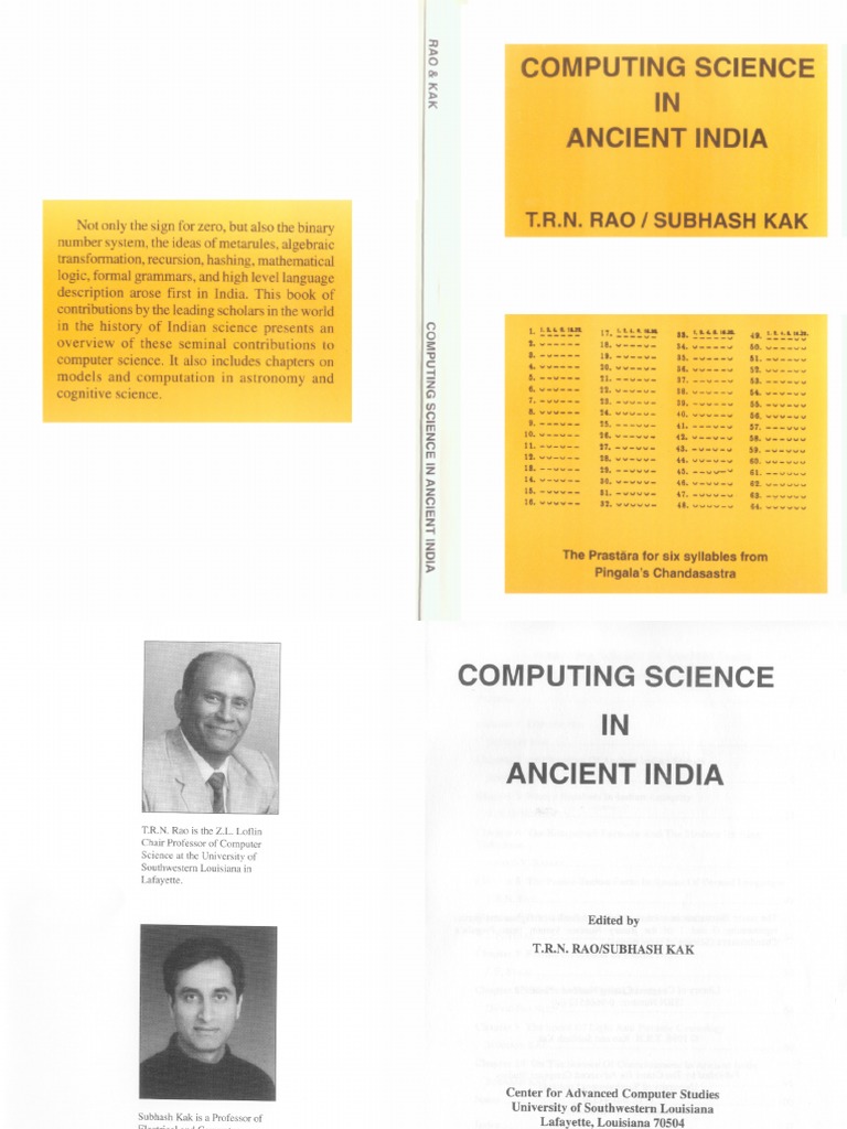 Computing Science in Ancient India by T R N RAO and SUBHASH KAK PDF | PDF