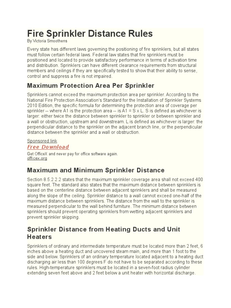 Fire Sprinkler Distance Rules | PDF | Fire Sprinkler System | Water Heating