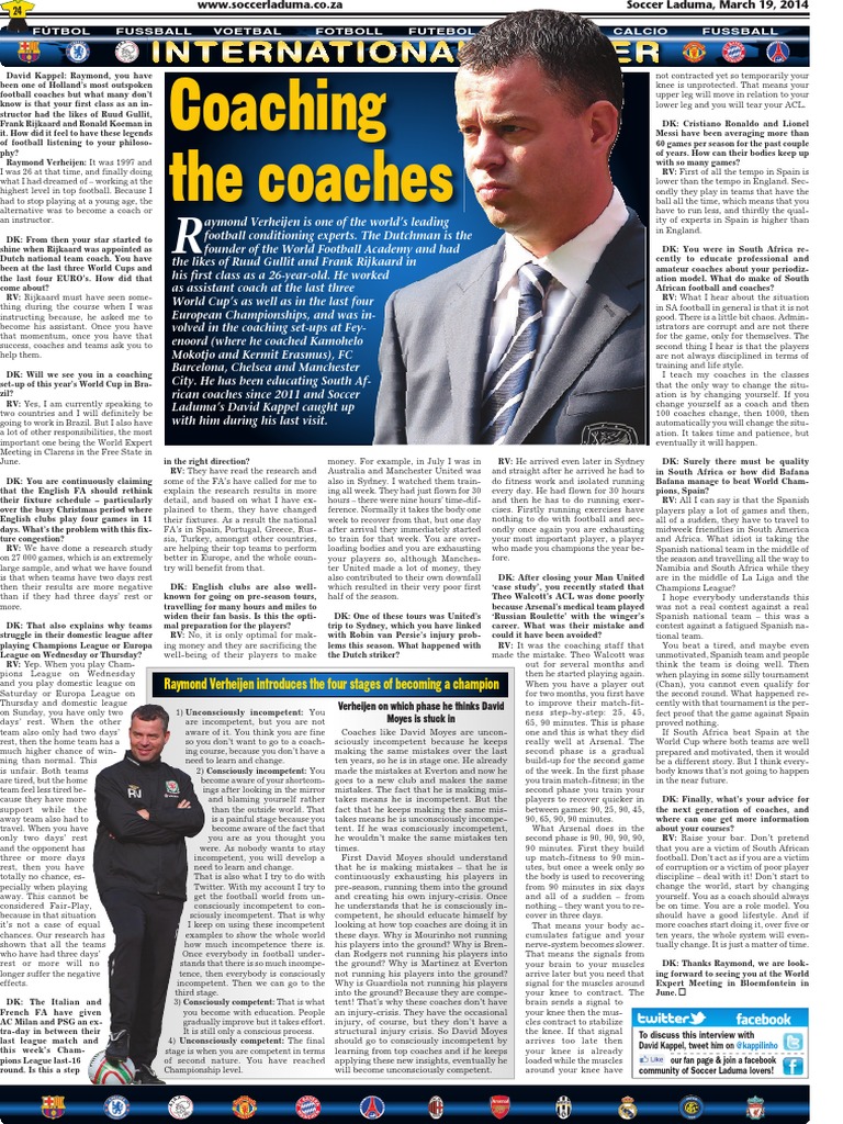 Coaching The Coaches: Raymond Verheijen Introduces The Four Stages of ...