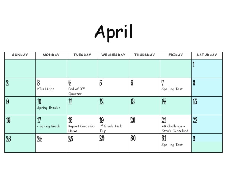 April Calendar | PDF