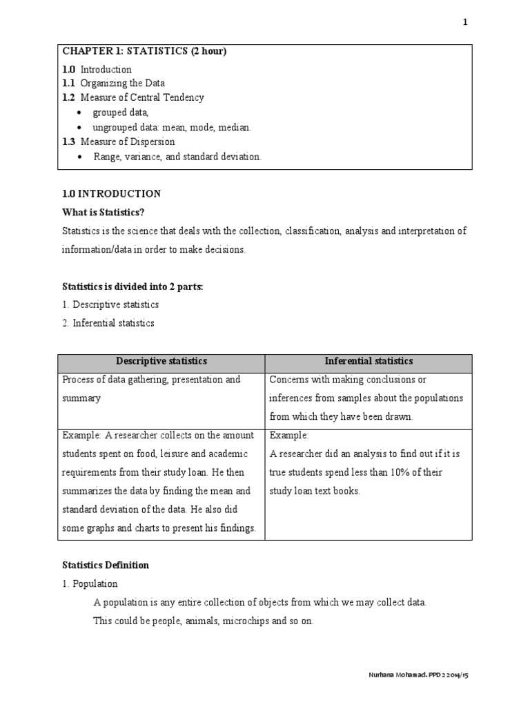 Chapter 1 Statistics Pdf Pdf Statistics Standard Deviation