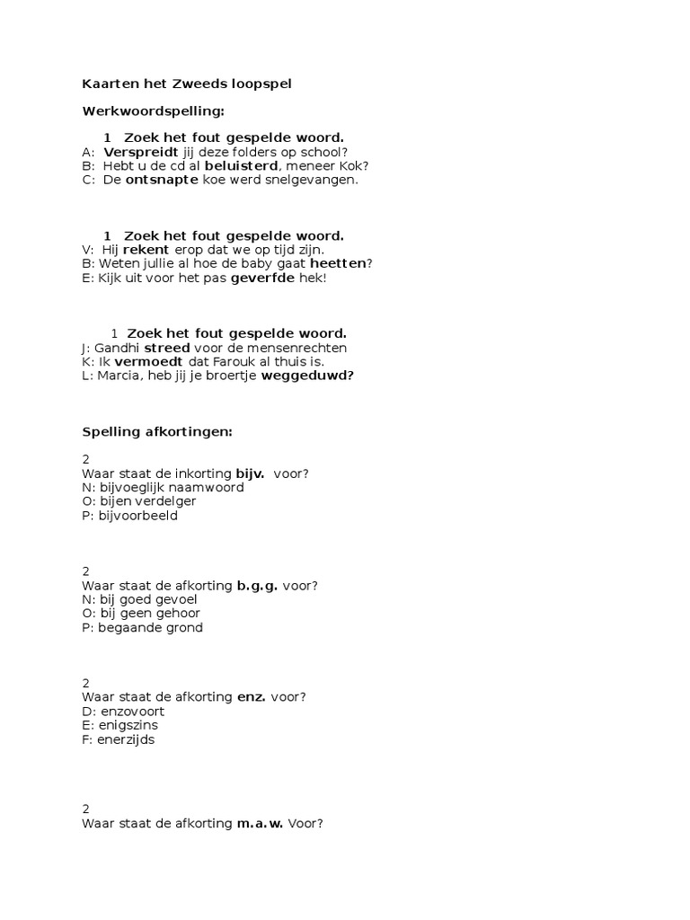 Kaarten Het Zweeds Loopspel | PDF