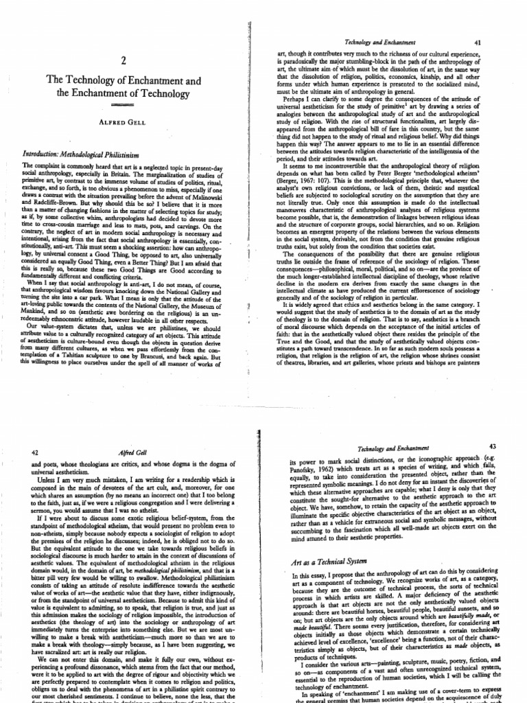 GELL, Alfred - The Technology of Enchantment and The Enchantment of ...