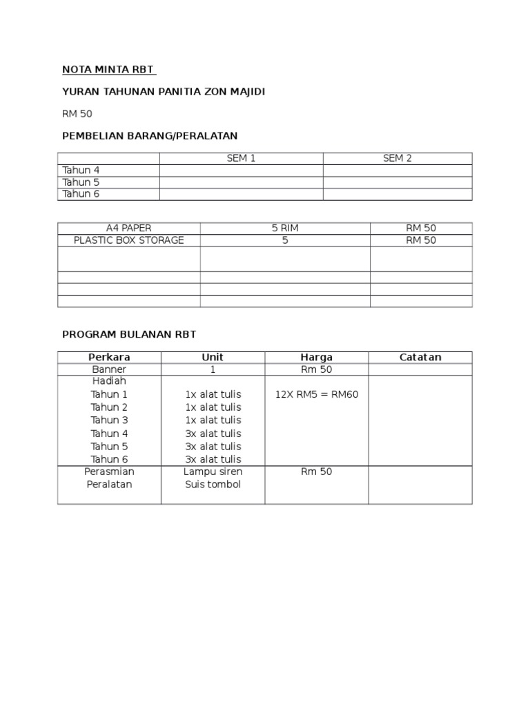 Nota Minta RBT | PDF