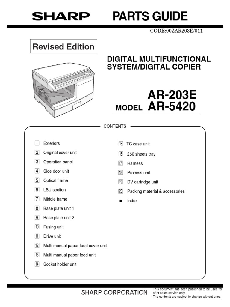 Sharp AR203E AR5420 Parts List | PDF
