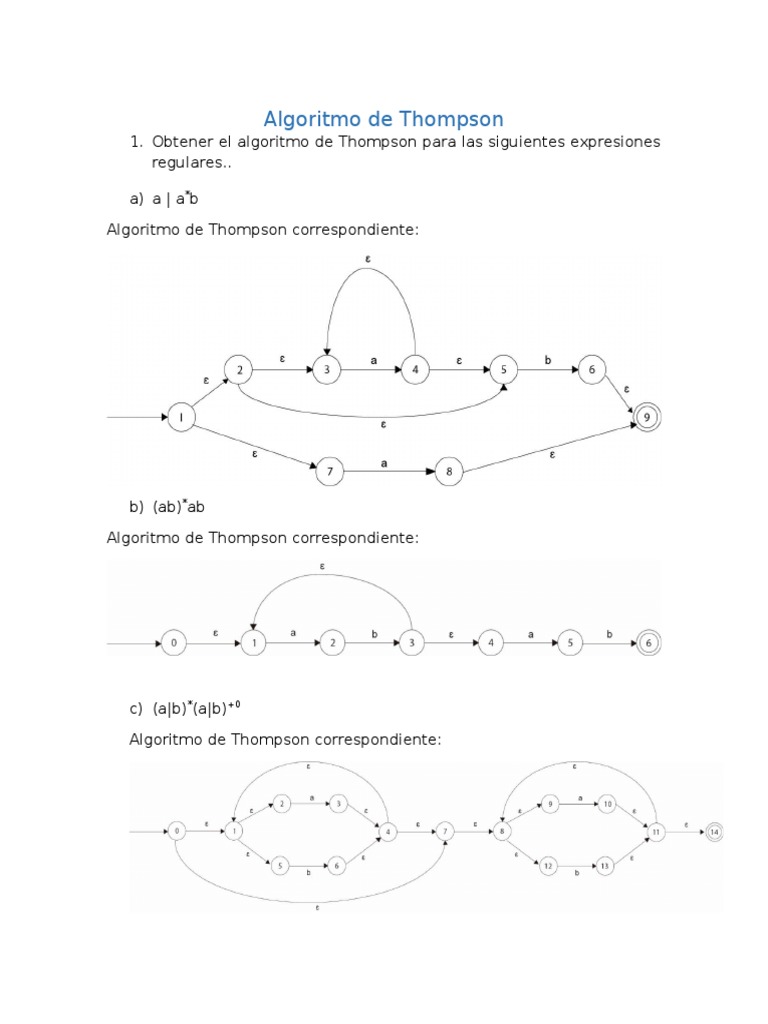 Ejemplo Algoritmo de Thompson y Subconju | PDF