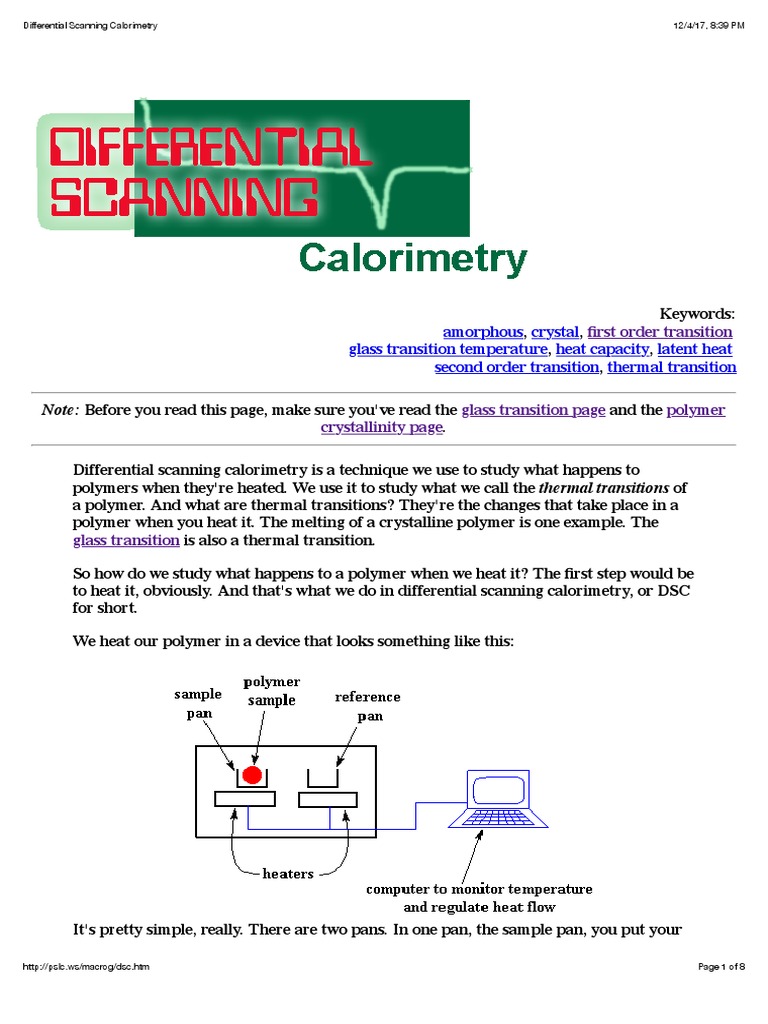 Differential Scanning Calorimetry | PDF | Teaching Methods & Materials ...