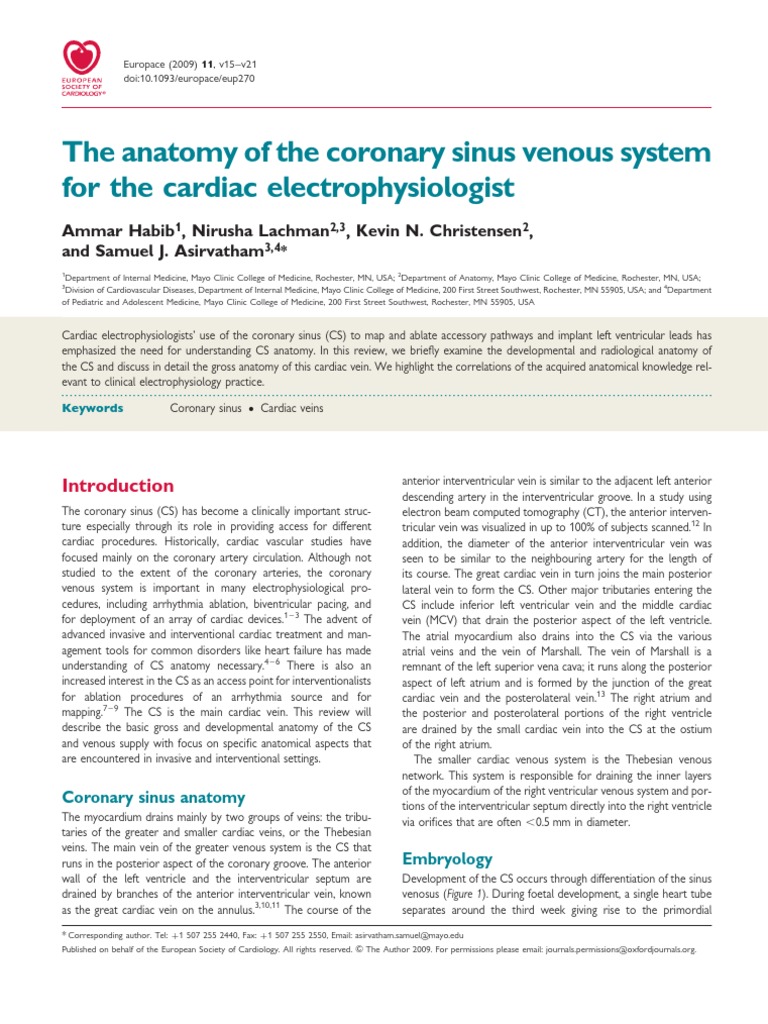 The Anatomy of The Coronary Sinus | PDF | Atrium (Heart) | Heart Valve