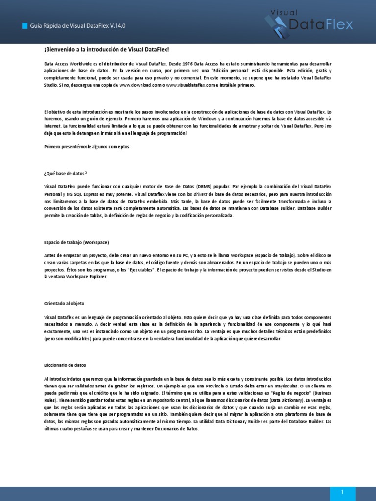 Visual DataFlex Quick Start v.14.0 - Spanish | PDF | Objeto (informática) | Red mundial