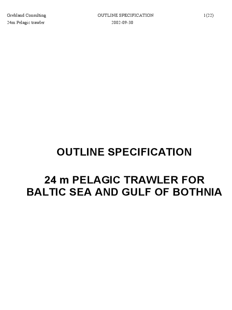 24 M Trawler Outline Spec | PDF | Fishing Trawler | Marine Propulsion