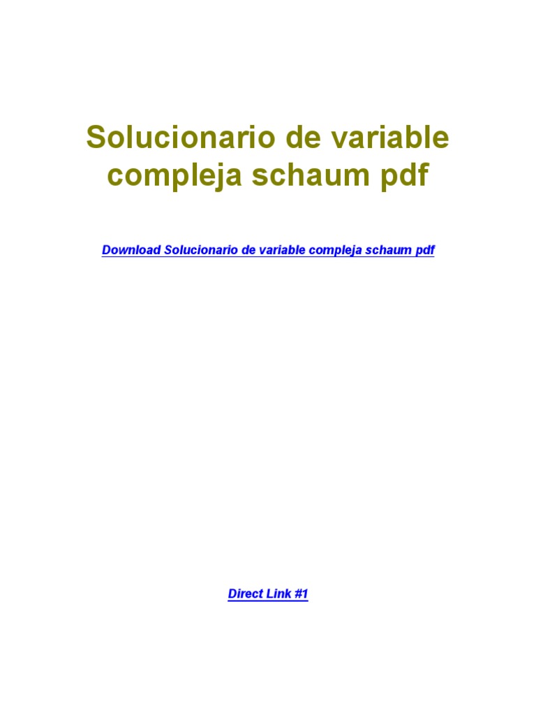 Solucionario de Variable Compleja Schaum PDF | PDF