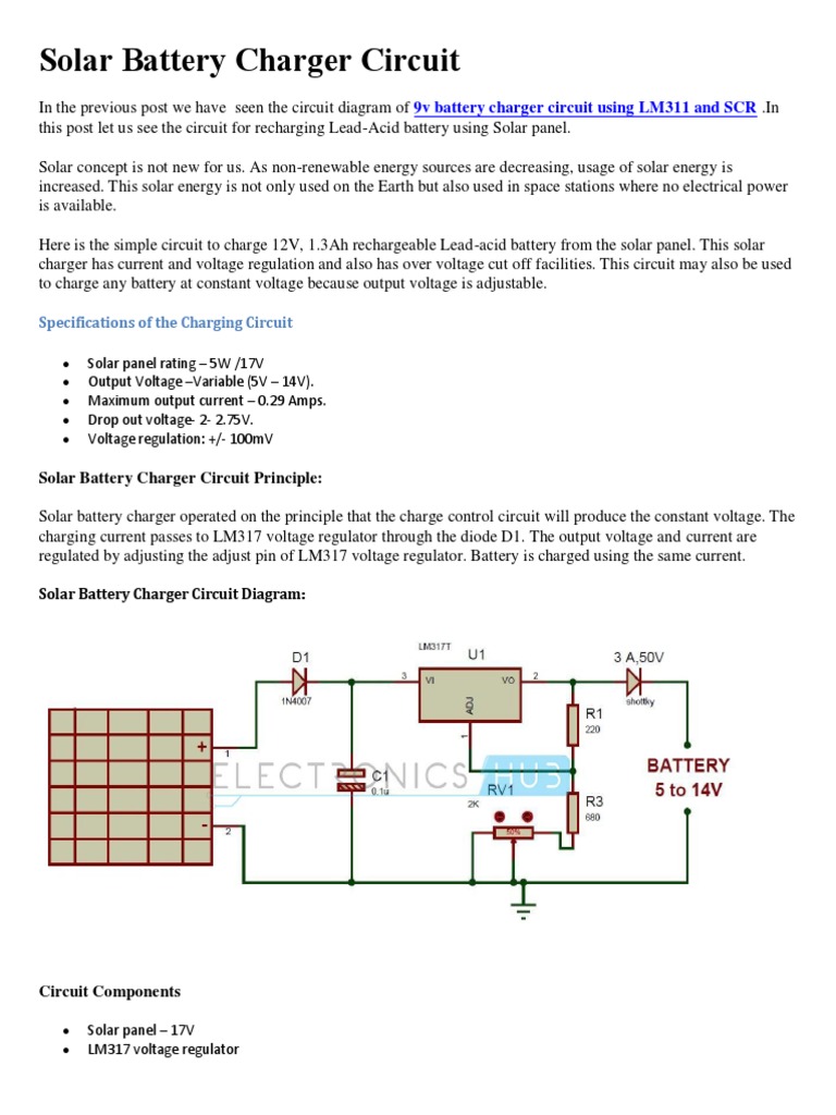 Solar Battery Charger Circuit | Download Free PDF | Battery Charger ...