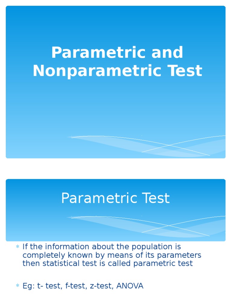 Parametric Vs Non Parametric Stats | PDF