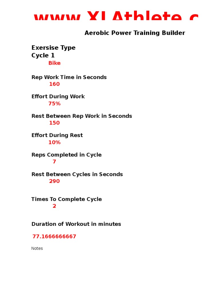 Aerobic Work Capacity Training Builder | PDF | Athletic Sports ...