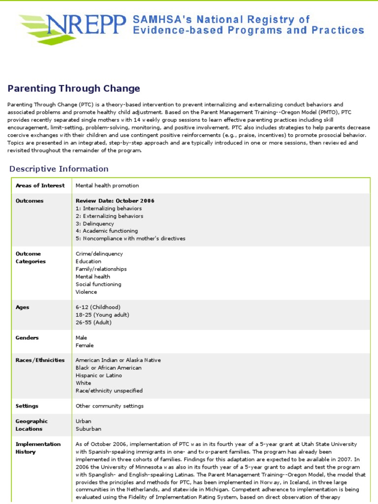 Parenting Through Change | PDF | Validity (Statistics) | Parenting