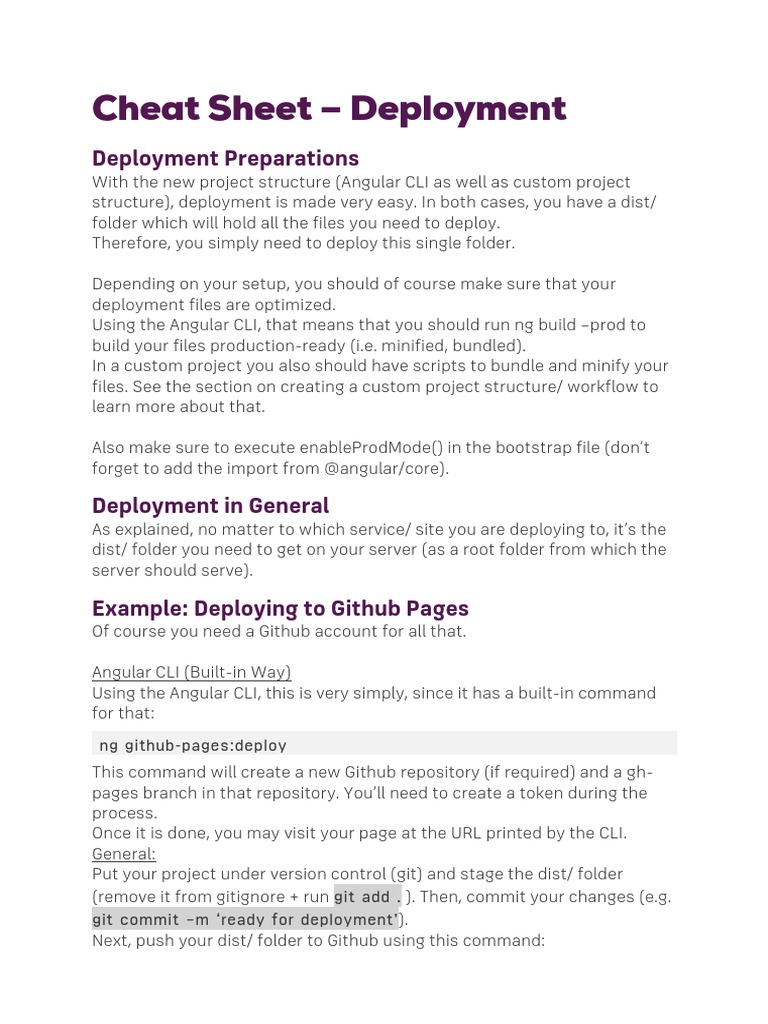 Cheat Sheet - Deployment | PDF | Command Line Interface | Computer File