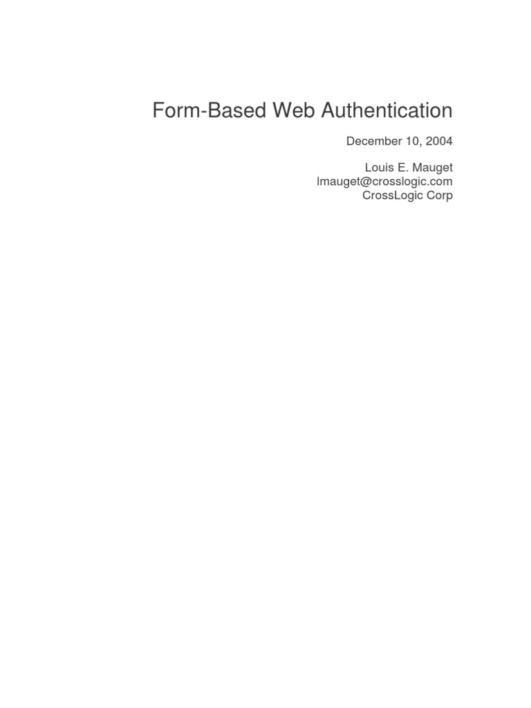 Form Based Authentication | PDF | Hypertext Transfer Protocol | Login
