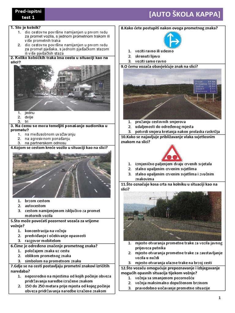 Testovi Autoskola Kappa | PDF
