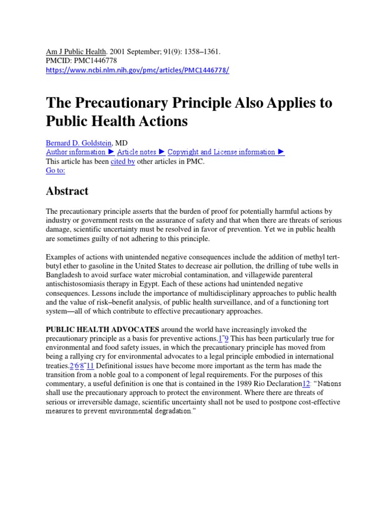 Precautionary Principle | PDF