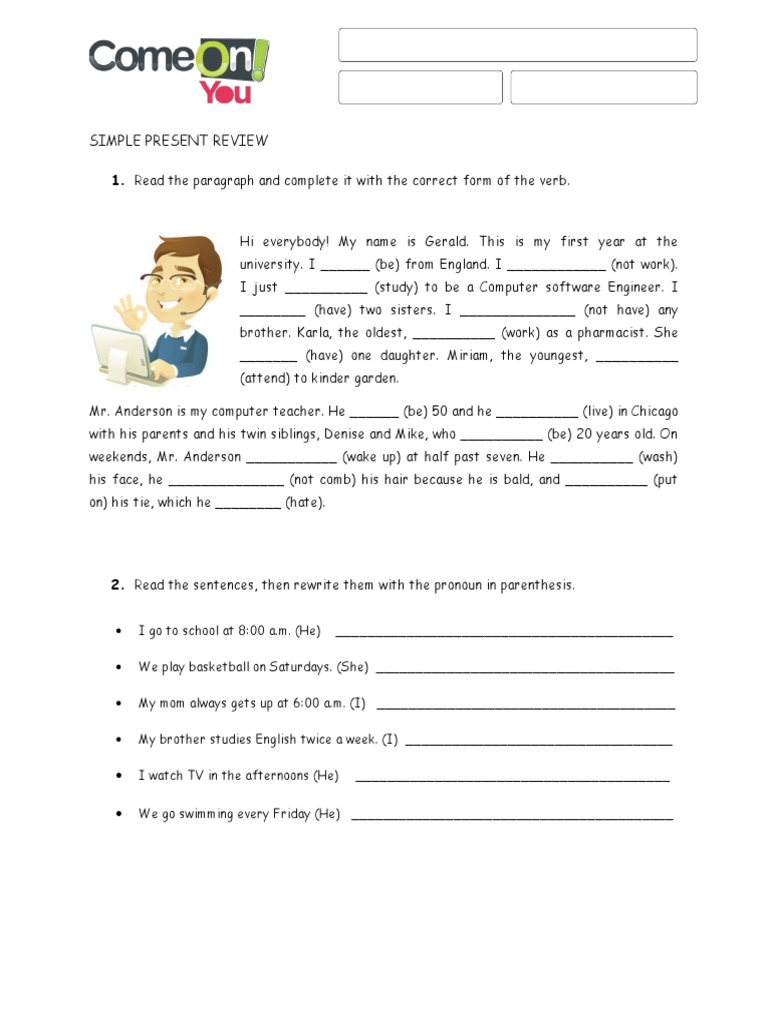 Simple Present Review | PDF | Linguistics | Grammar