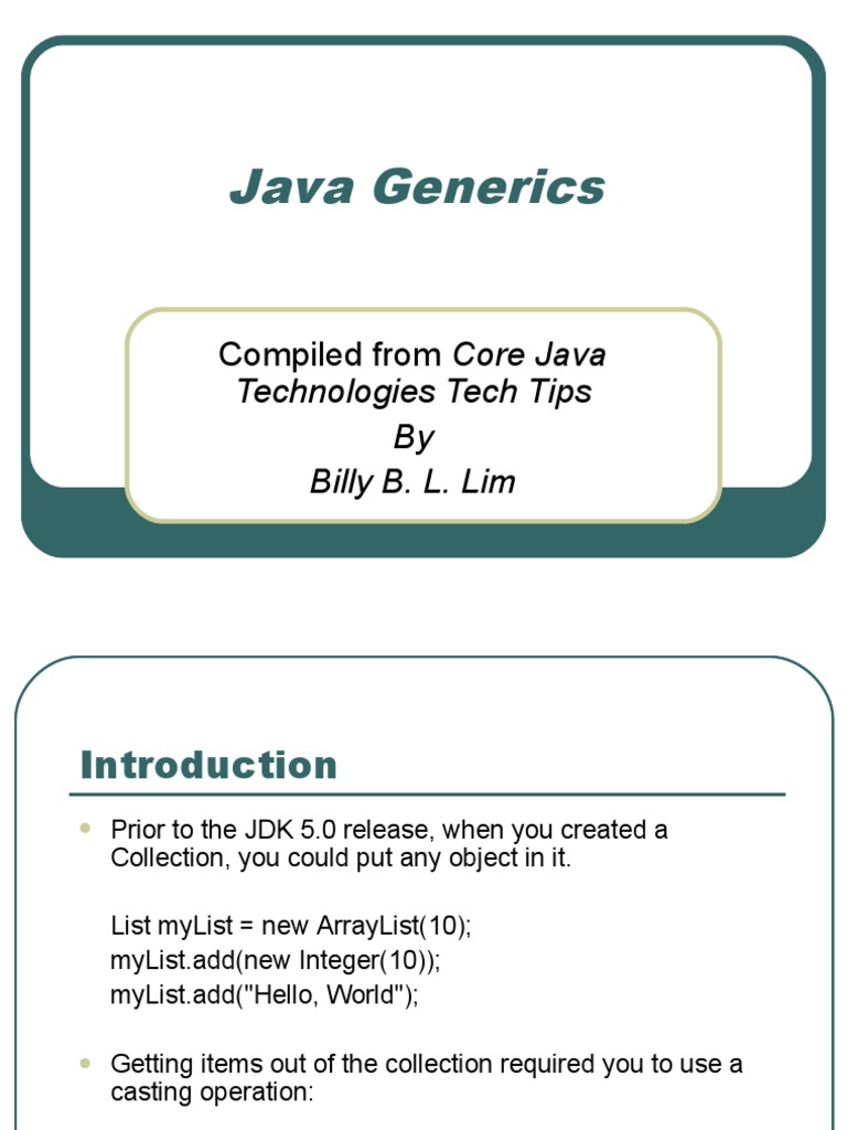 Java Generics: Compiled From Core Java | PDF | Computing | Software ...