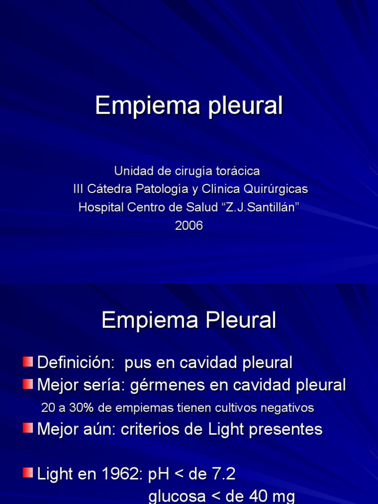 Empiema Pleural | PDF | Enfermedades y trastornos | Especialidades Medicas
